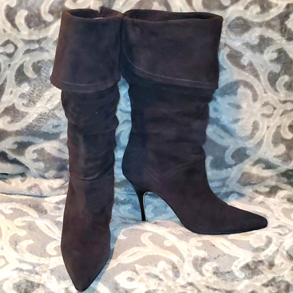 Manolo Blahnik | Shoes | Manolo Blahnik Knee High Suede Leather Boots ...